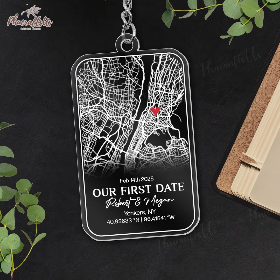Personalized Our First Date Acrylic Valentines Day Keychain | Custom ...