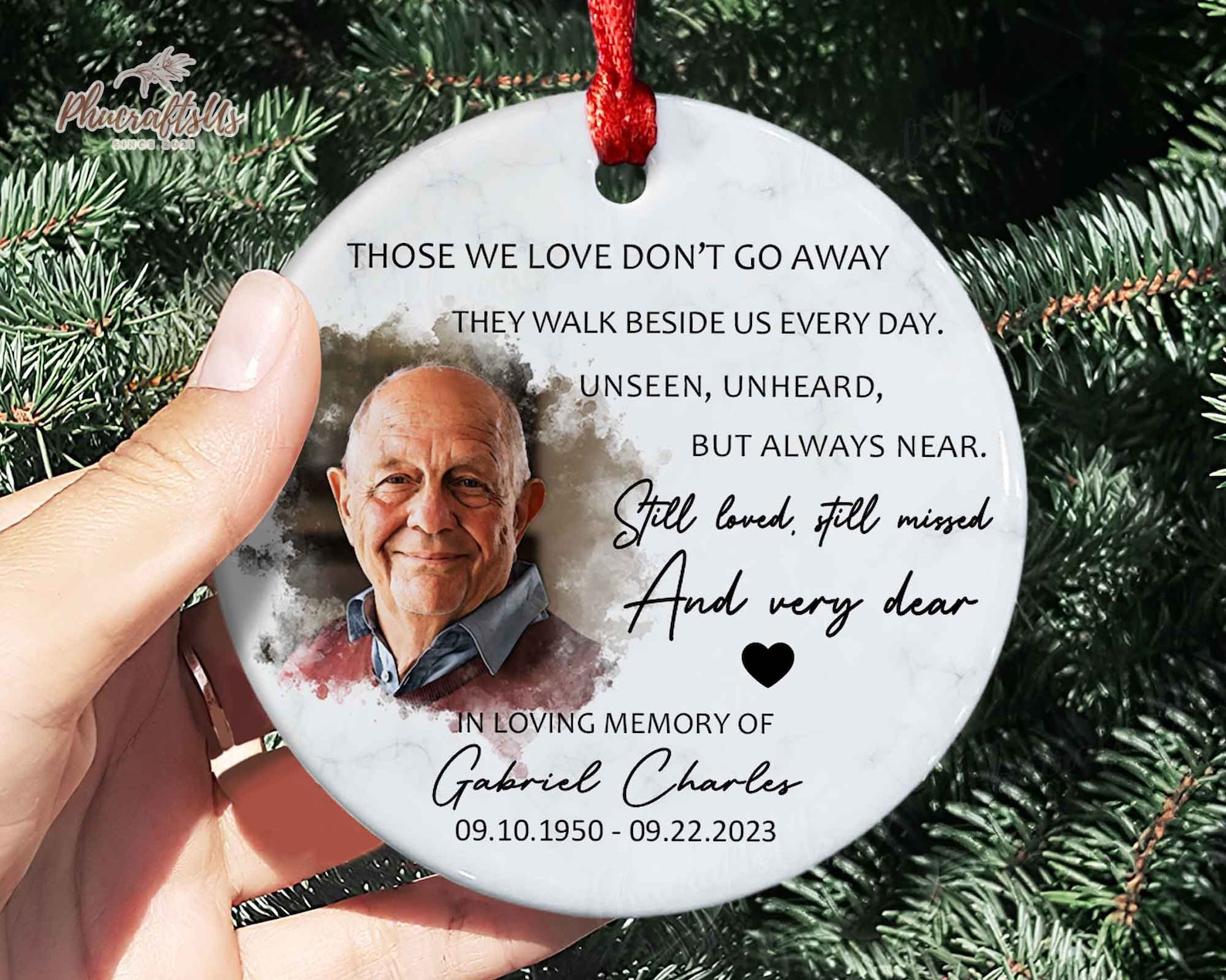 Custom Photo for Loss of Dad Memorial Ornament, in Loving Memory ...