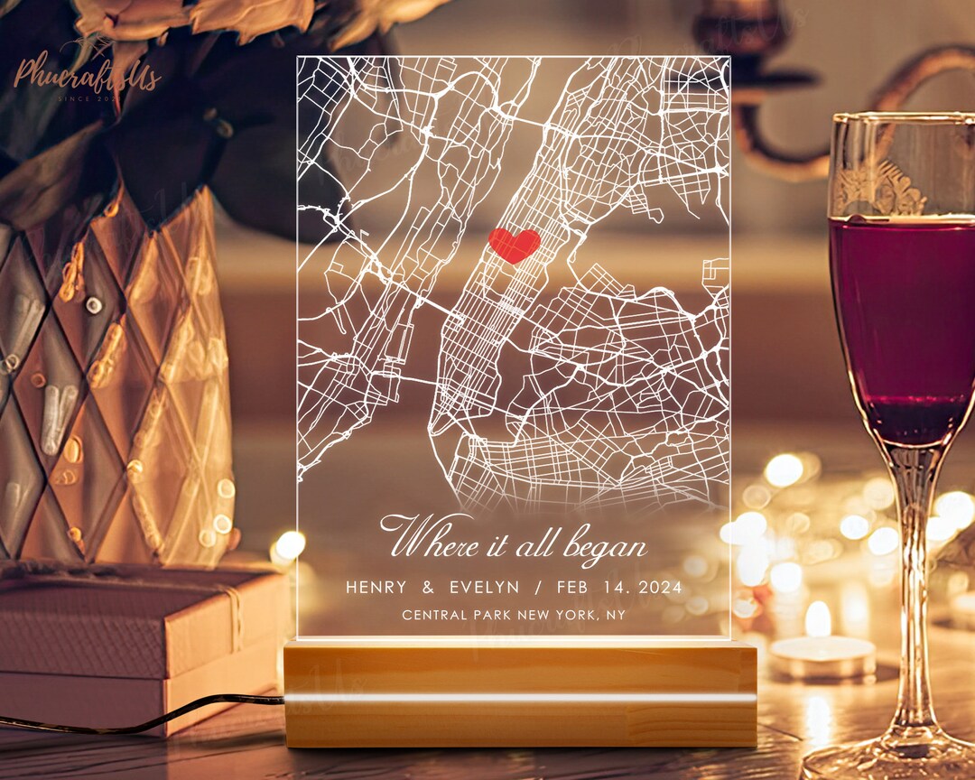 Our First Date Acrylic Plaque| Where It All Began Location Acrylic ...