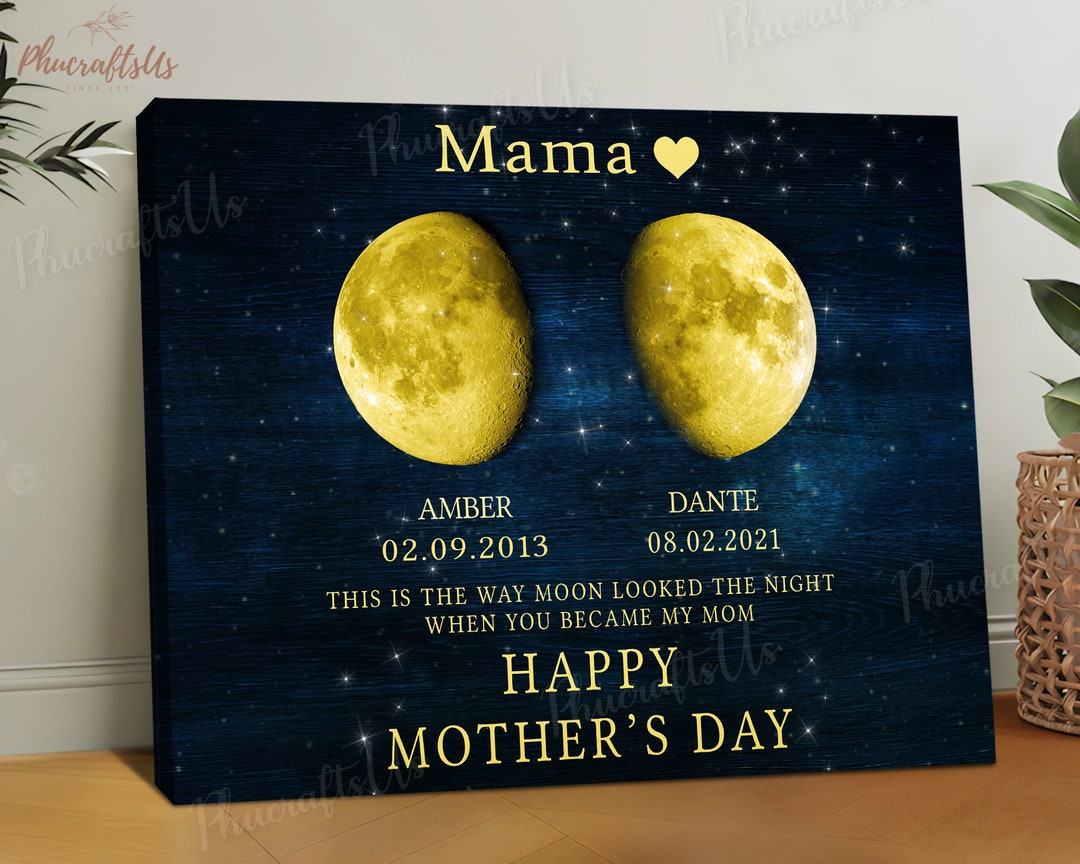 The Day You Became My Mom Moon Phase Canvas, Personalized Moon Phase by ...