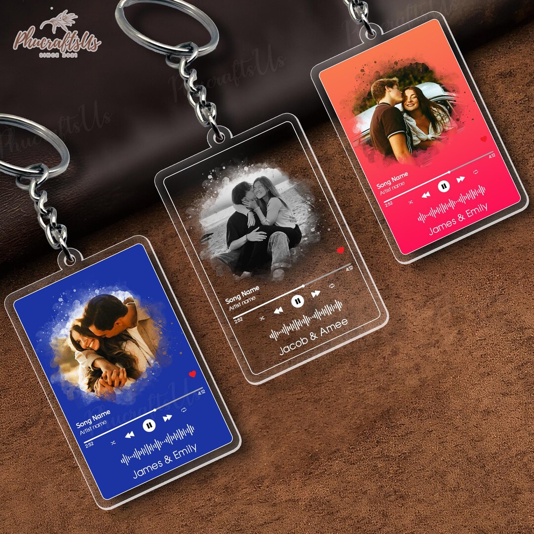 Personalized Valentine Keychain, Custom Photo With Song Lyrics ...