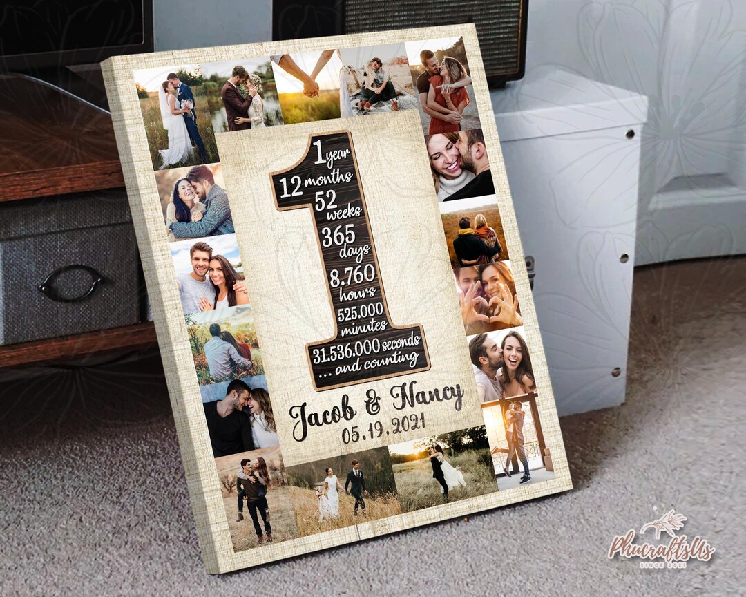 One Year anniversary gifts for Girlfriend, Custom Number Photo Collage ...