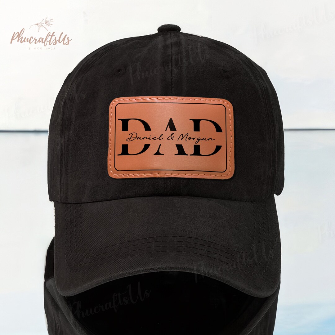 Custom Kids Name Dad Hat, Personalized Dad Hat, Leather Patch Hat, Dad ...