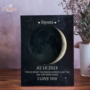 Personalized the Day You Were Born Moon Phase Canvas, Custom Moon Phase ...