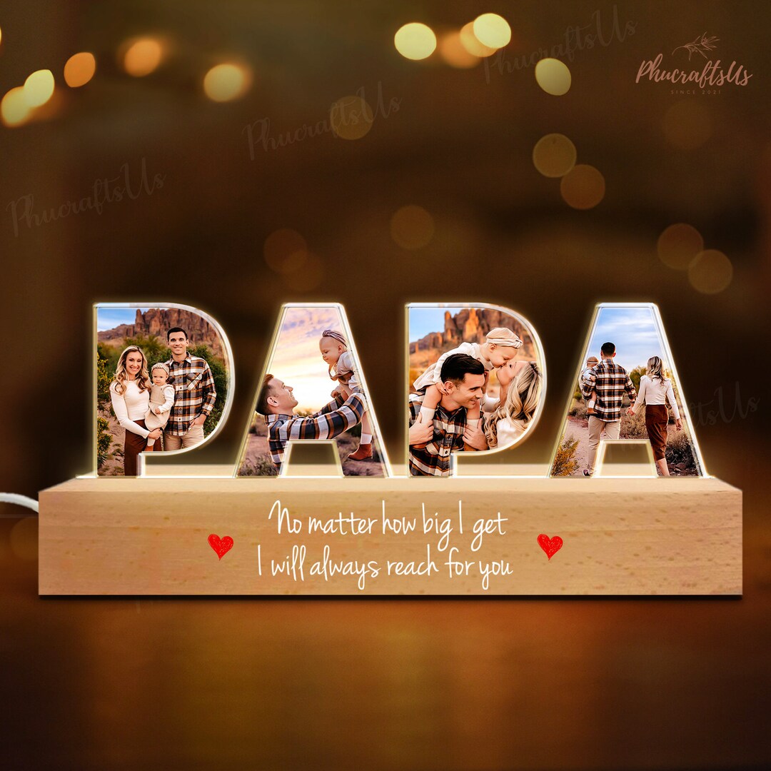 Personalized Dad Photo Collage Night Light, Dad Acrylic LED Night Light ...