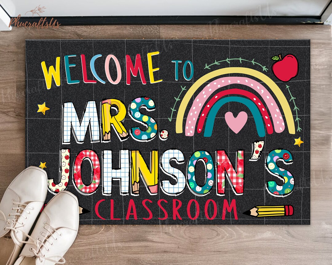 Custom Teacher Rainbow Doormat, Classroom Rubber Doormat, Classroom ...