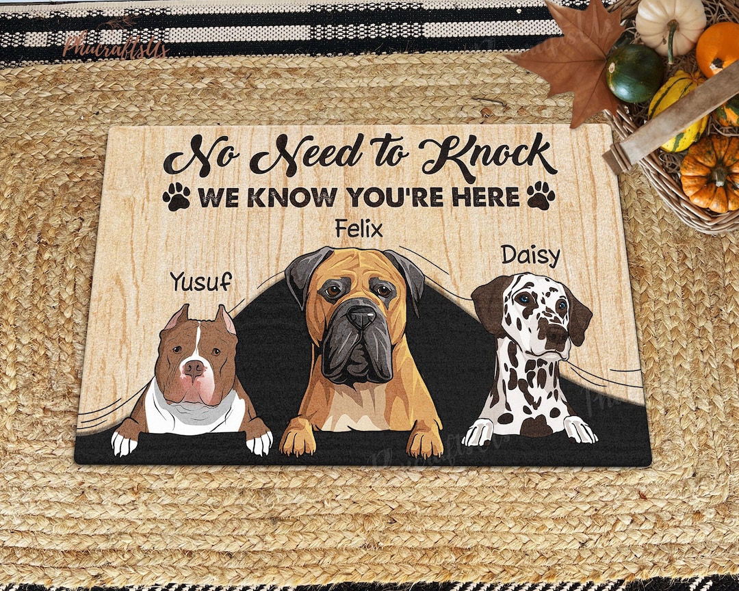 Custom Dog Doormat, No Need to Knock Funny Dogs Mat for Pet Lover ...