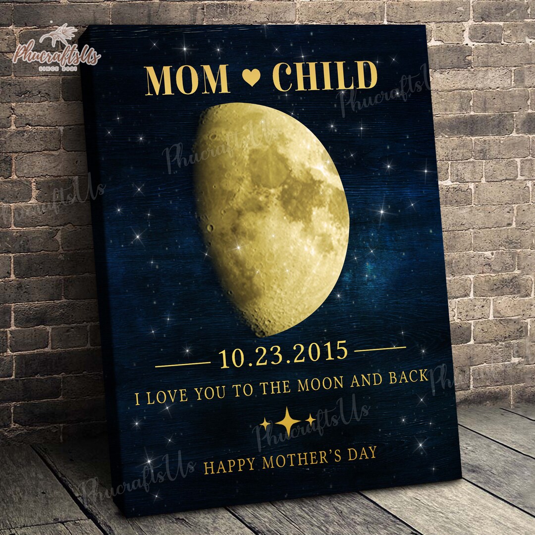 Personalized Moon Phase Wall Art Gift for Mom, I Love You to the Moon ...
