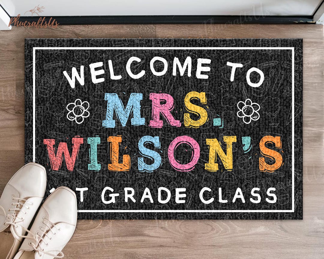 Custom Teacher Doormat, Classroom Rubber Doormat, Classroom Welcome Mat ...