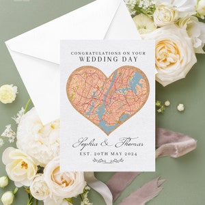 Custom Location Map Wedding Card, Personalised Wedding Card With Names ...