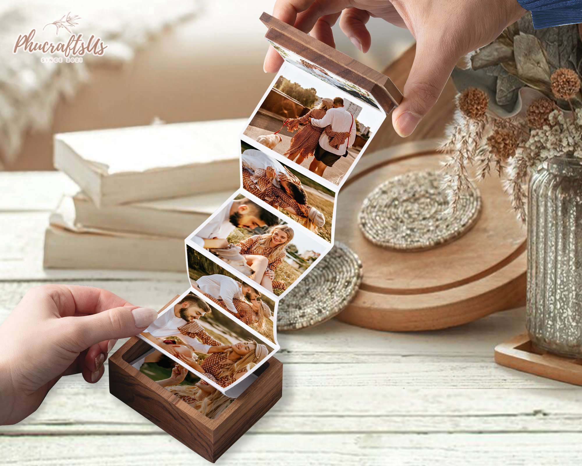 Custom Pull Out Photo Couples Wooden Box | Better Together Pull Out ...