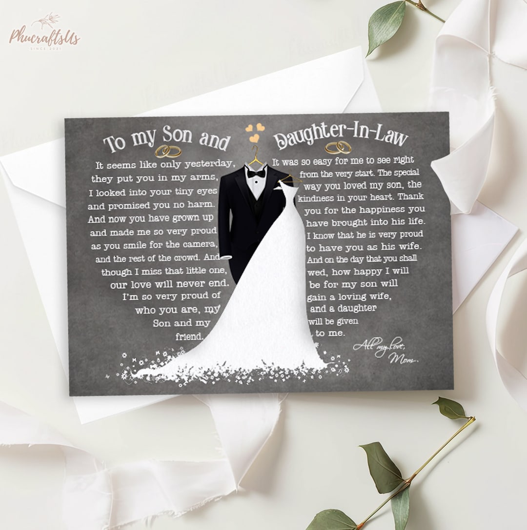 Son and Daughter in Law Wedding Card From Mother of the Groom, Wedding ...