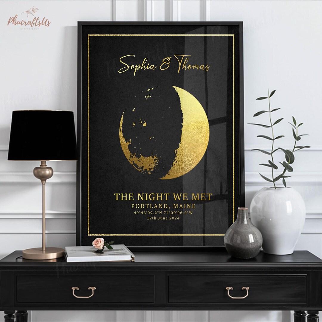 Personalized Moon Phase by Date Valentines Day Gift for Him, Custom ...