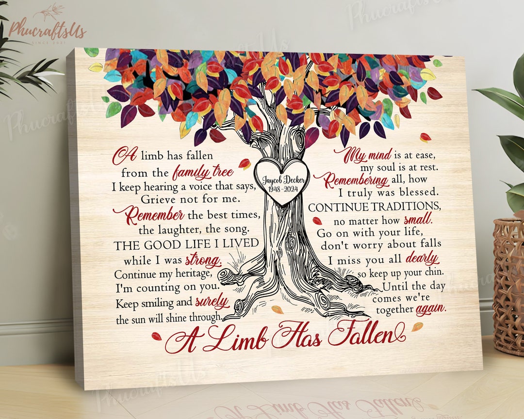 A Limb Has Fallen From the Family Tree Memorial Canvas | Custom ...