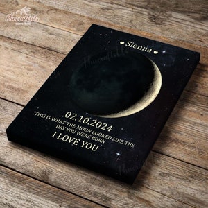 Personalized the Day You Were Born Moon Phase Canvas, Custom Moon Phase ...