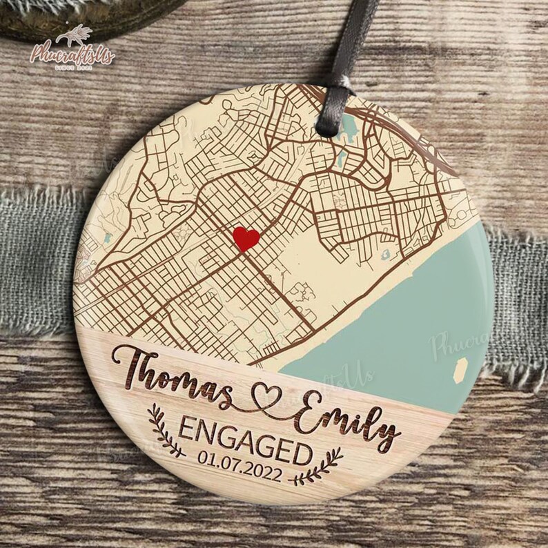 Custom Location Engaged Ornament Photo Ornament Engagement - Etsy