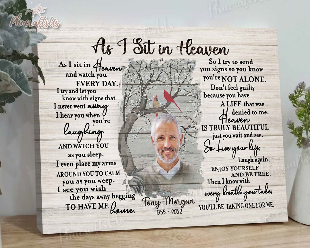As I Sit in Heaven Canvas, Cardinal Memorial for Loss of Father Quote ...