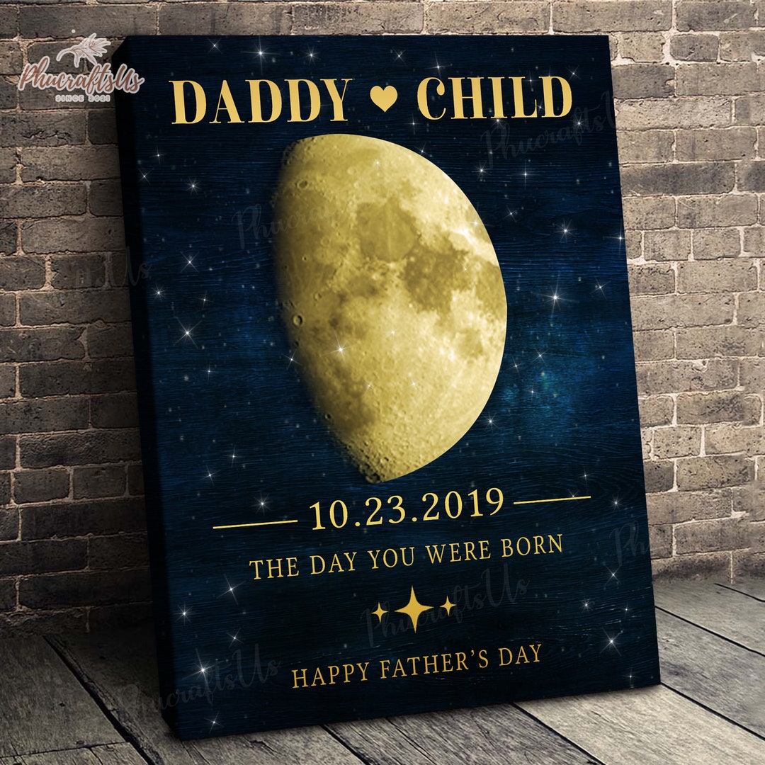 Personalized Moon Phase Wall Art Gift for Daddy, I Love You to the Moon ...