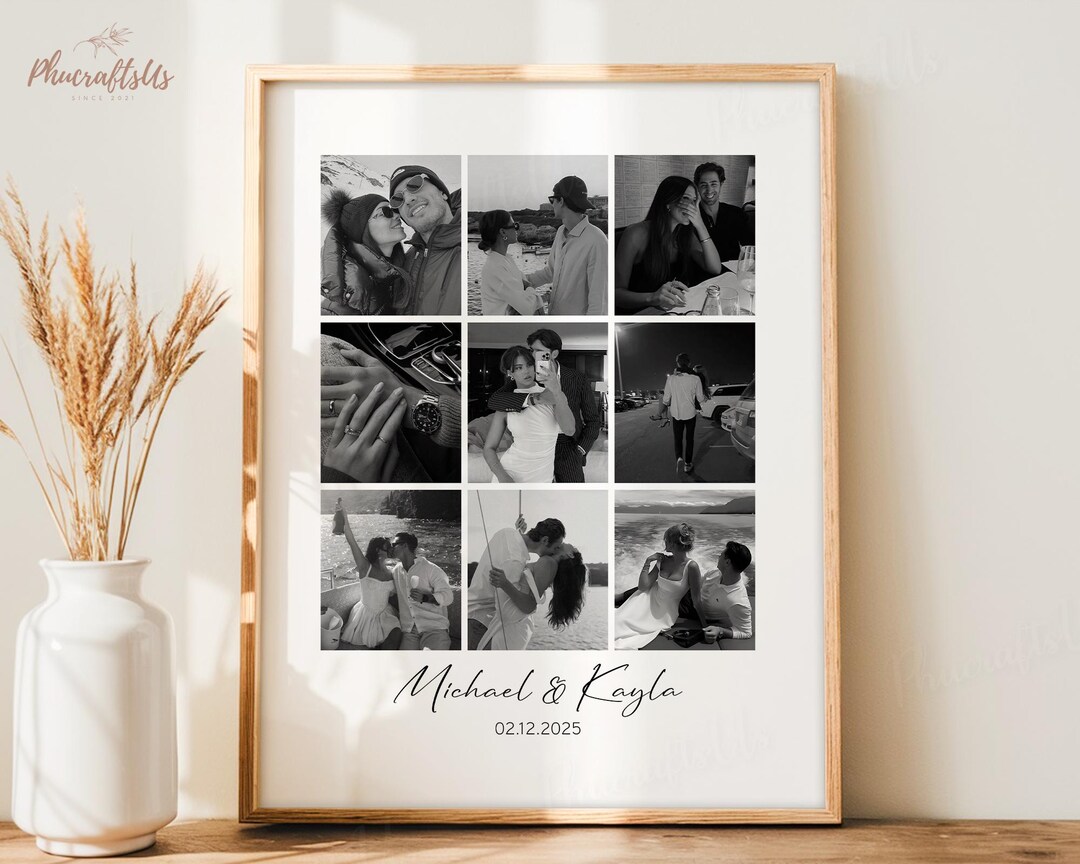 Personalized Photo Collage Print Valentines Day Gift for Him, Photo ...