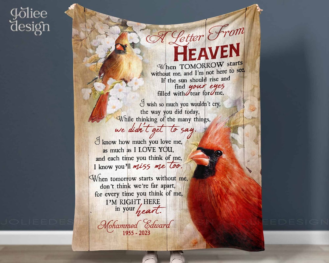 A Letter From Heaven Red Cardinal Memorial Blanket Personalized Blanket ...