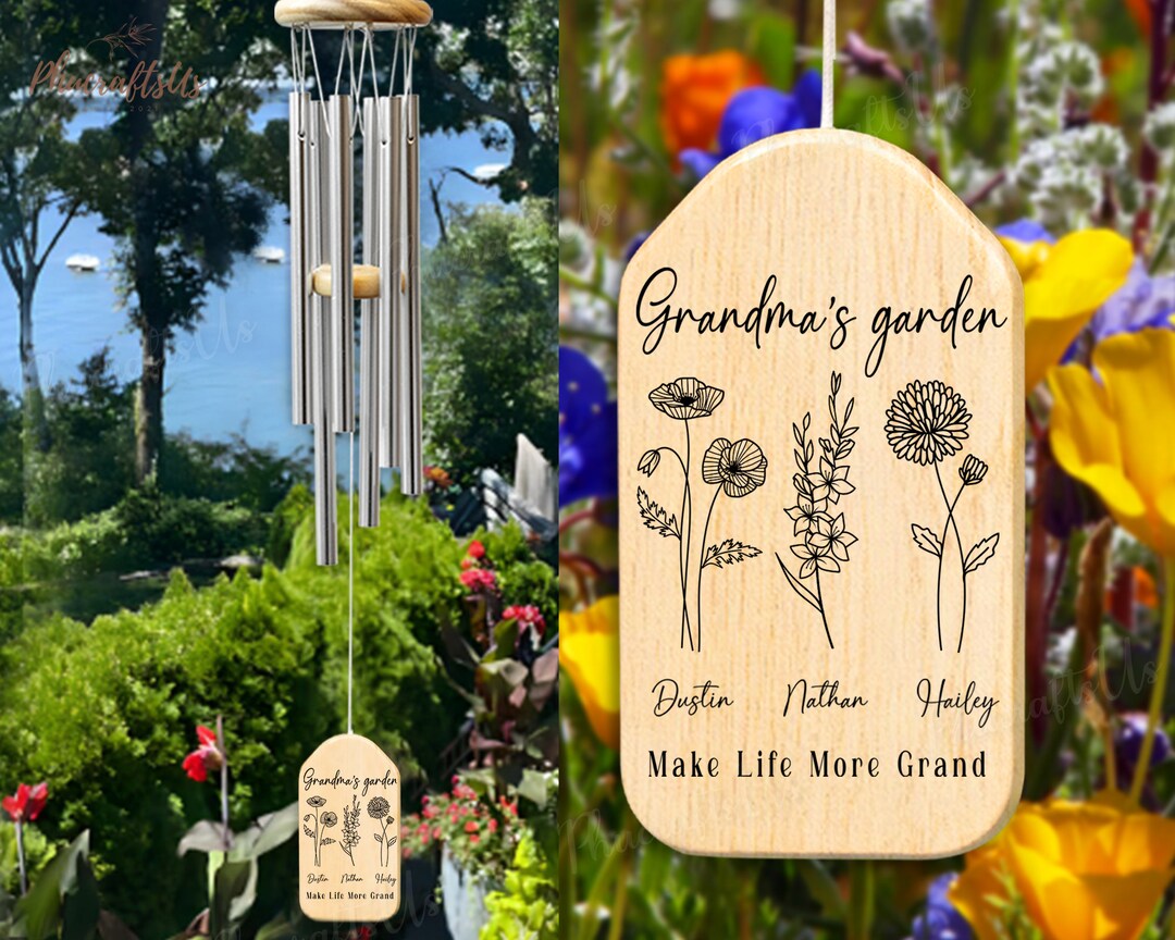 Personalized Grandmas Garden Windchimes | Grandma Garden Make Life More ...
