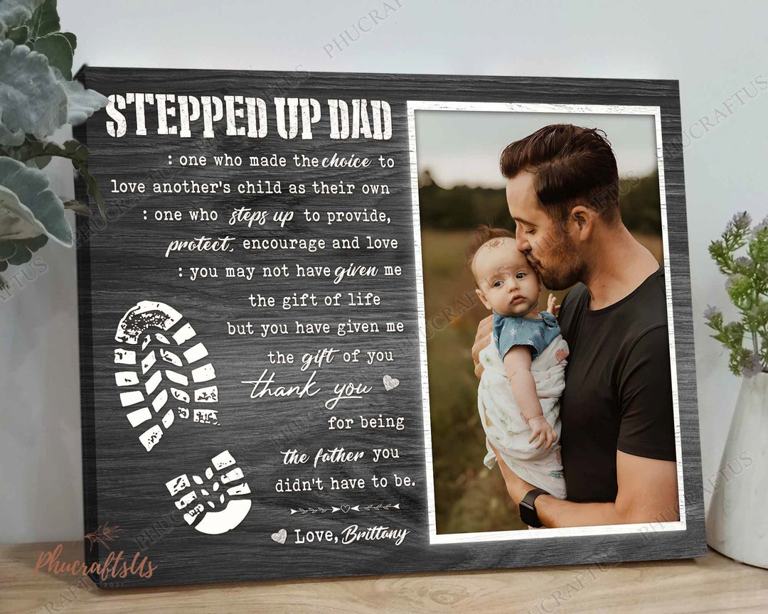 Bonus Dad Dad Gift, Stepped up Dad Canvas Poster, Custom Photo Gift for ...
