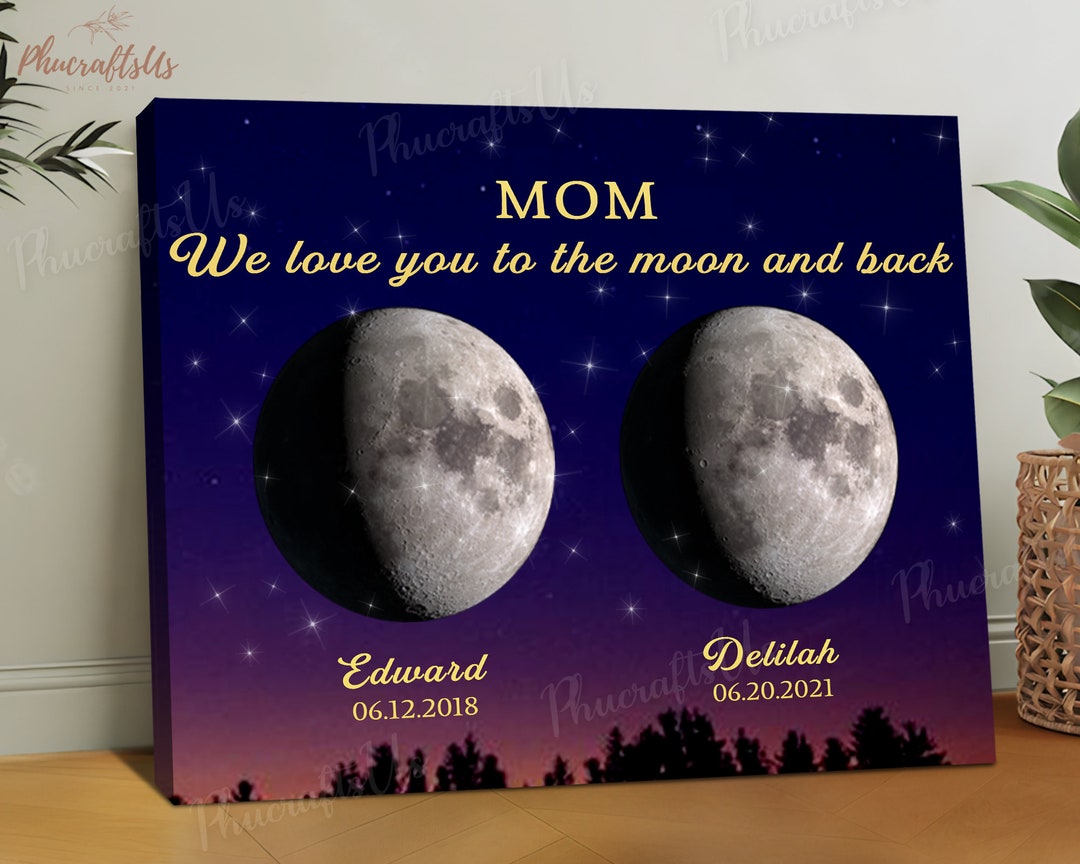Personalized Moon Phase Wall Art Gift for Mom, We Love You to the Moon ...