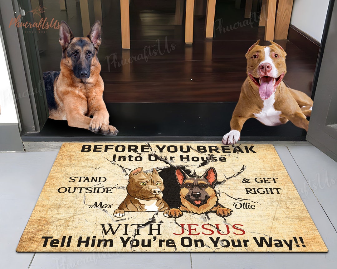 Funny Dog Doormat, German Shepherd Dog Front Doormat, Pitbull Family ...