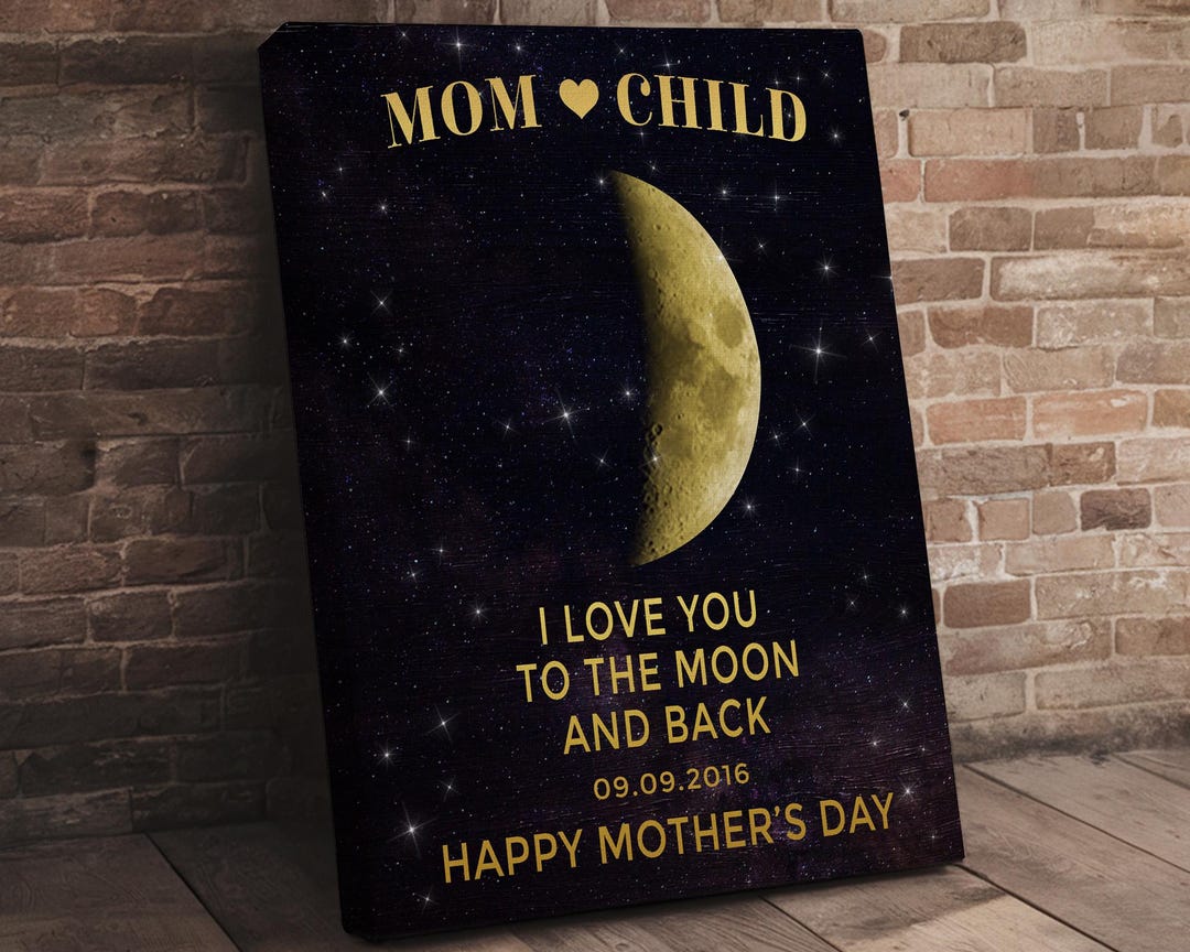 Personalized Moon Phase Wall Art Gift for Mom, I Love You to the Moon ...