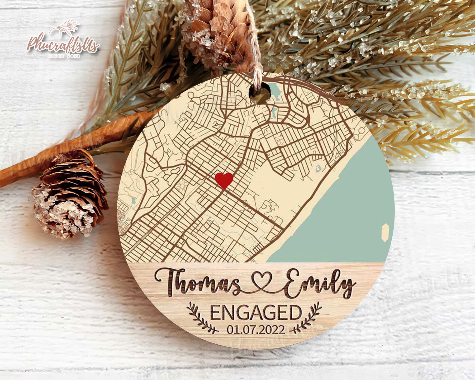 Custom Location Engaged Ornament Photo Ornament Engagement - Etsy
