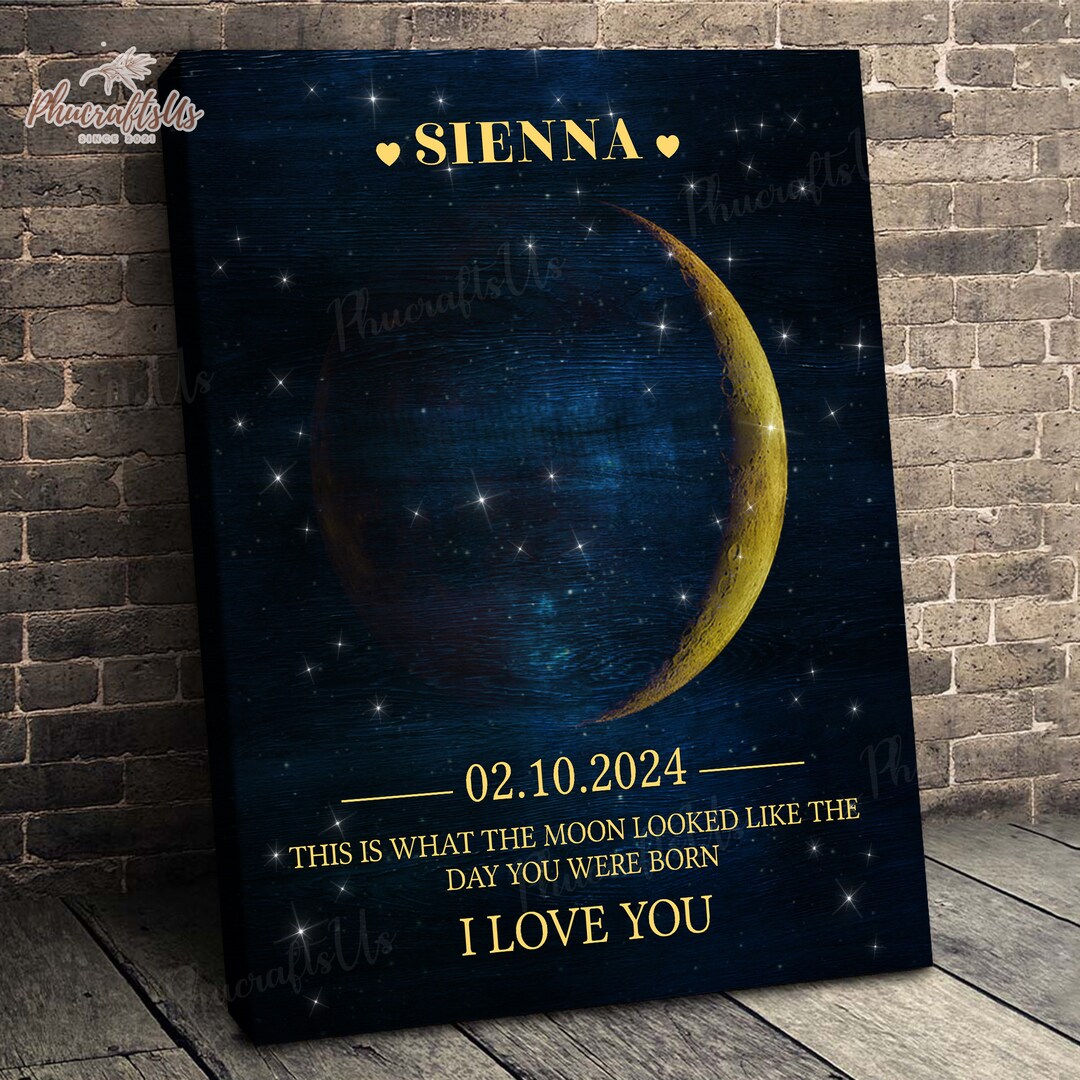 Custom Moon Phase Birthday Canvas, the Moon When You Were Born I Love ...