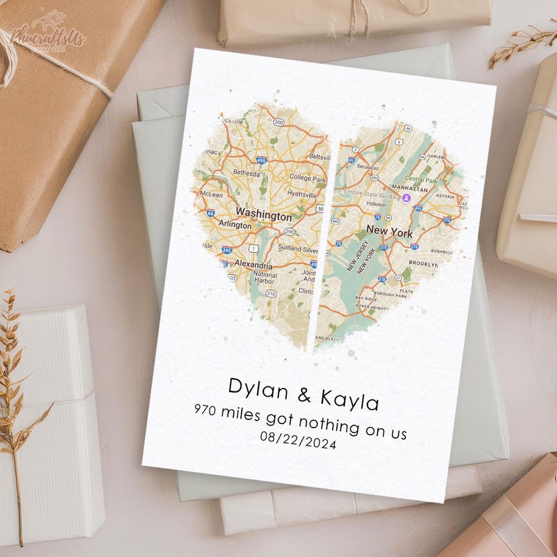 Heart Shaped Map - Etsy