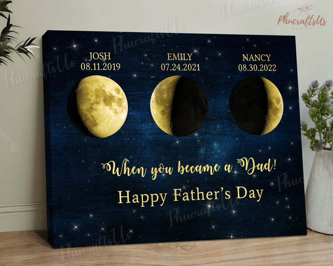 Personalized Moon Phase Wall Art Gift for Dad, Moon Phase by Date ...