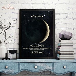 Personalized the Day You Were Born Moon Phase Canvas, Custom Moon Phase ...