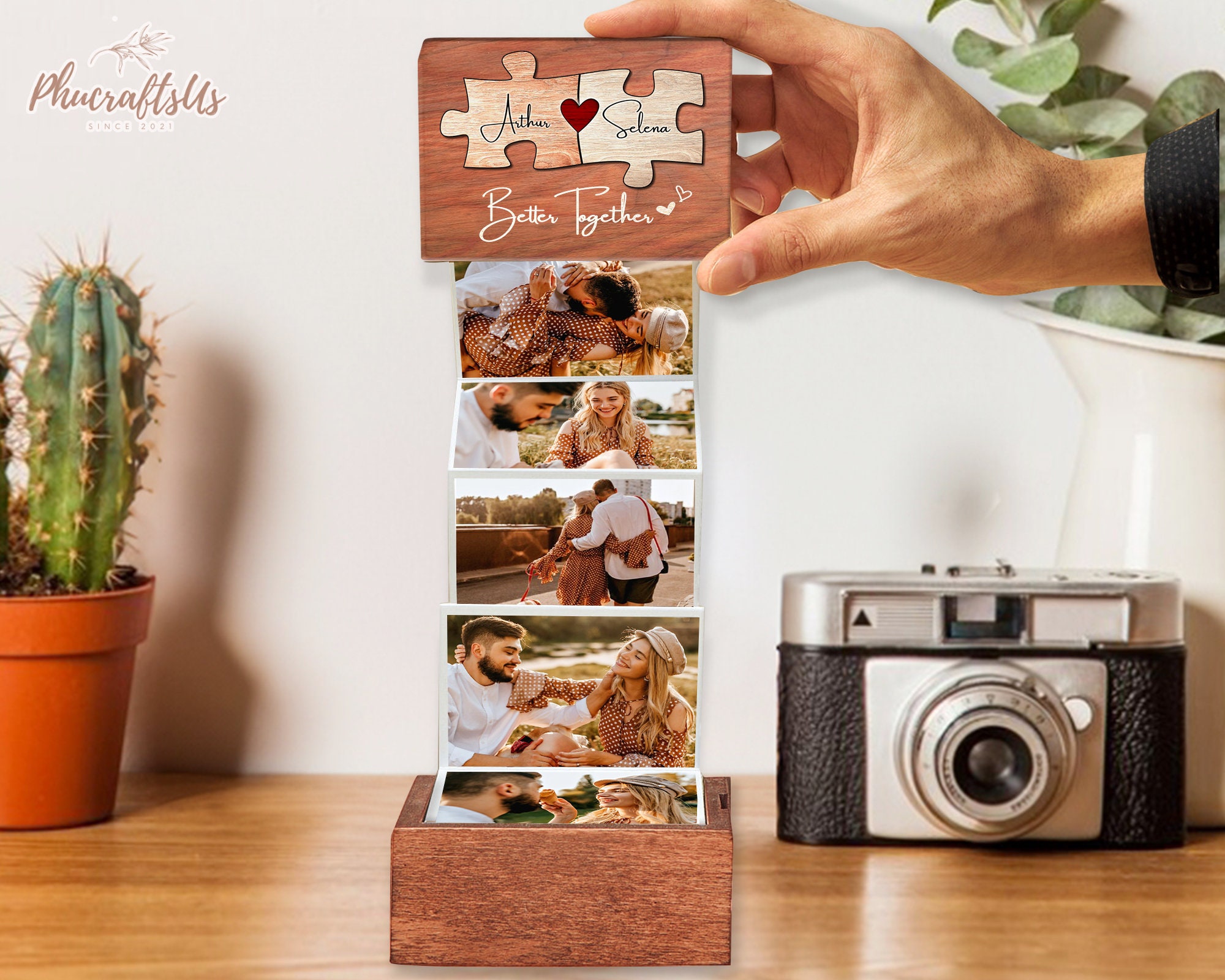 Custom Pull Out Photo Couples Wooden Box | Better Together Pull Out ...