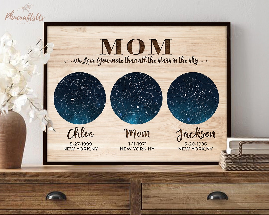 Personalized Mother's Day Gifts for Mom Star Map by Date | Custom Star ...