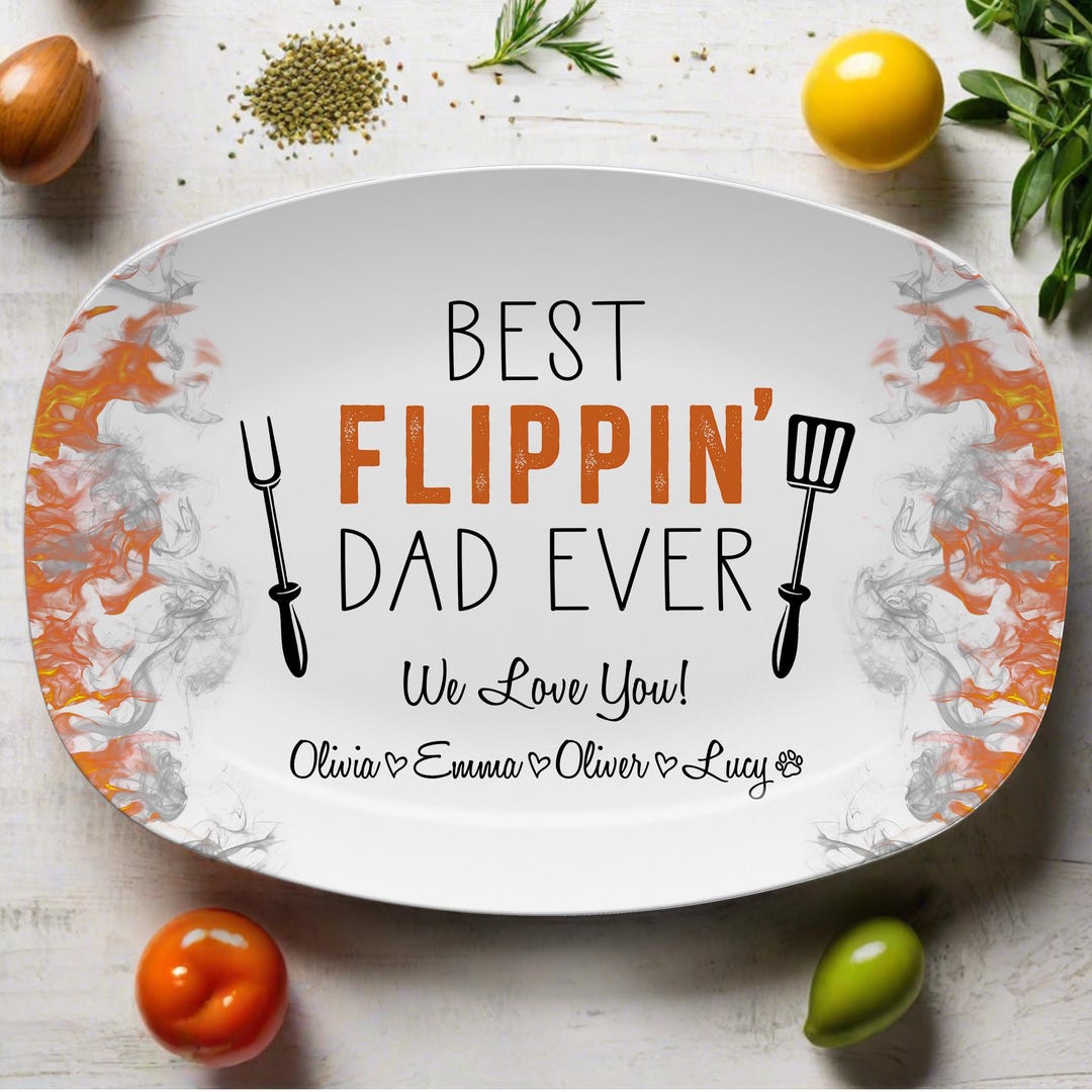 Fathers Day Gift for Dad From Kids, Dad’s Grilling Plate, Personalized ...