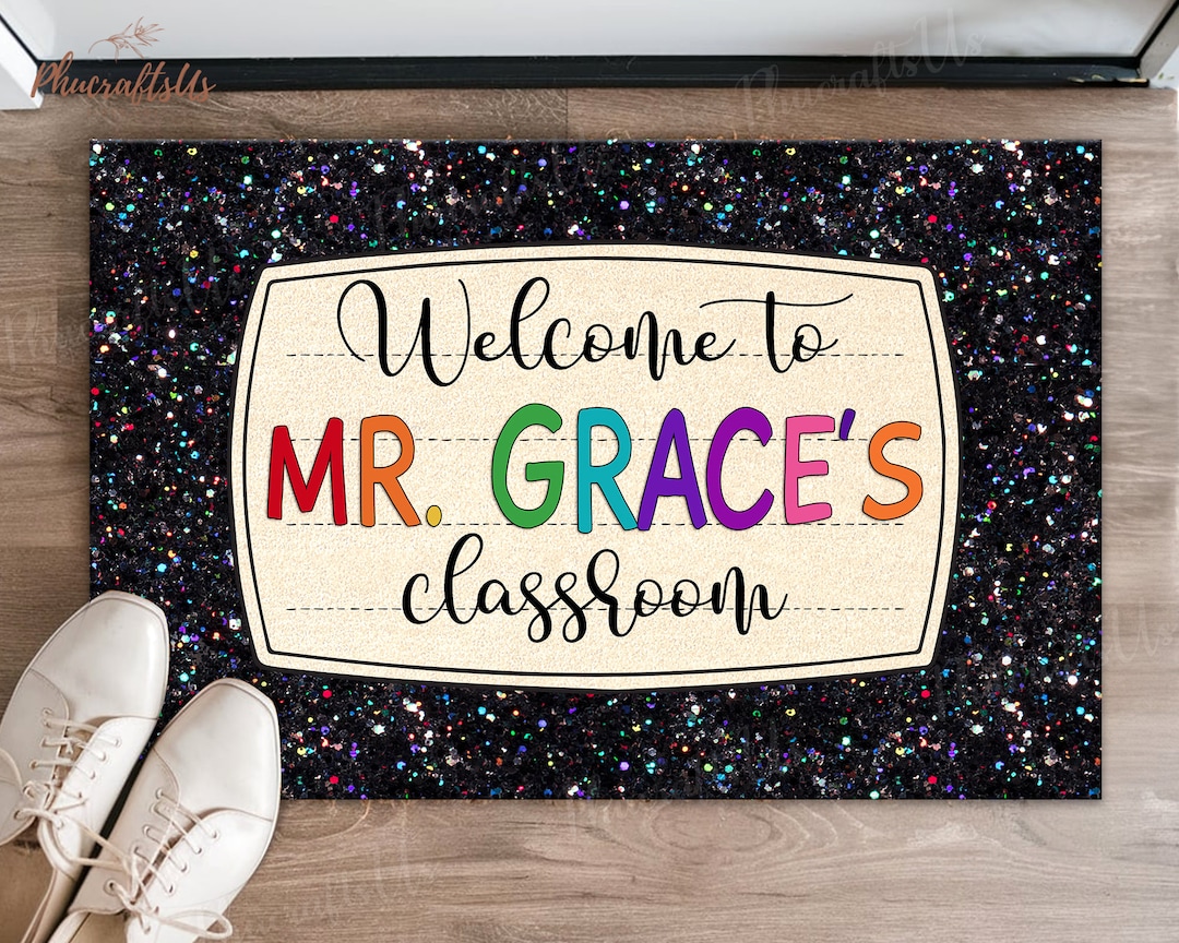 Custom Teacher Welcome Mat, Personalized Classroom Rubber Doormat, Back ...