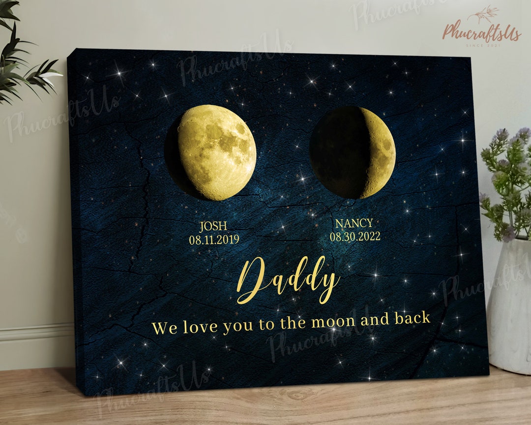 Personalized Moon Phase Wall Art Gift for Daddy, the Day You Were Born ...