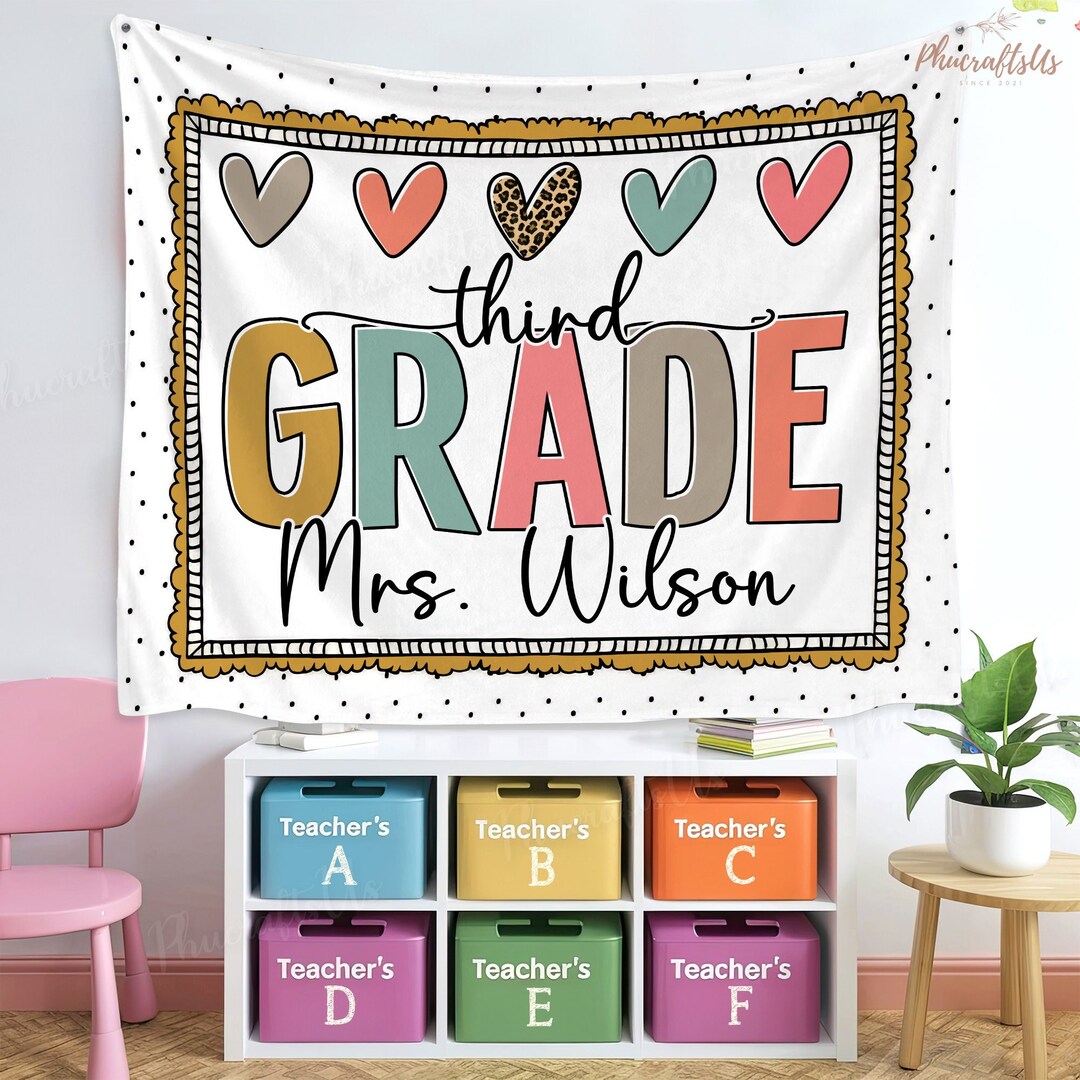 Classroom Decor, Custom Name Teacher Classroom Tapestry, Custom Grade ...