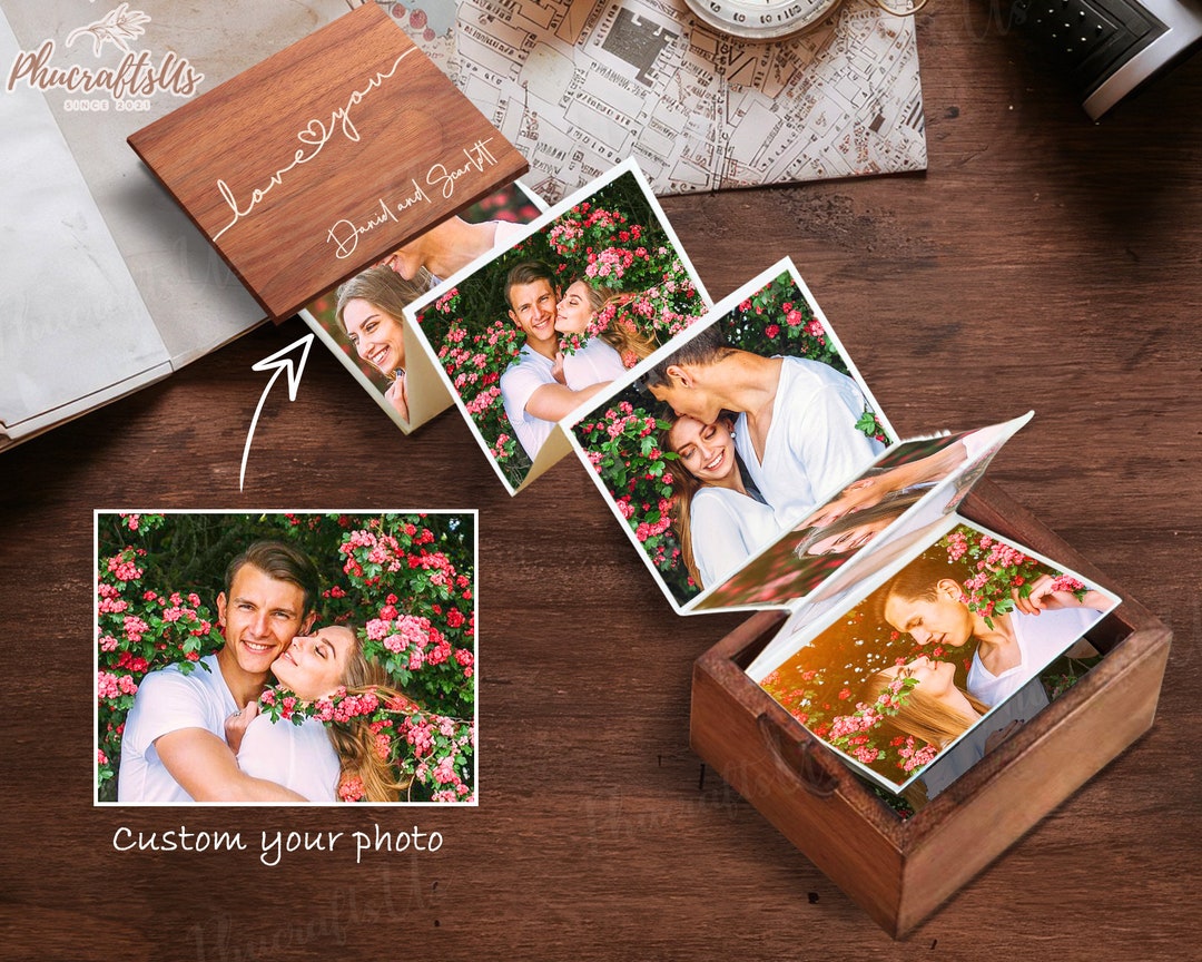 Love You Pull Out Photo Album Gift for Couple Custom Wooden Photo Frame ...