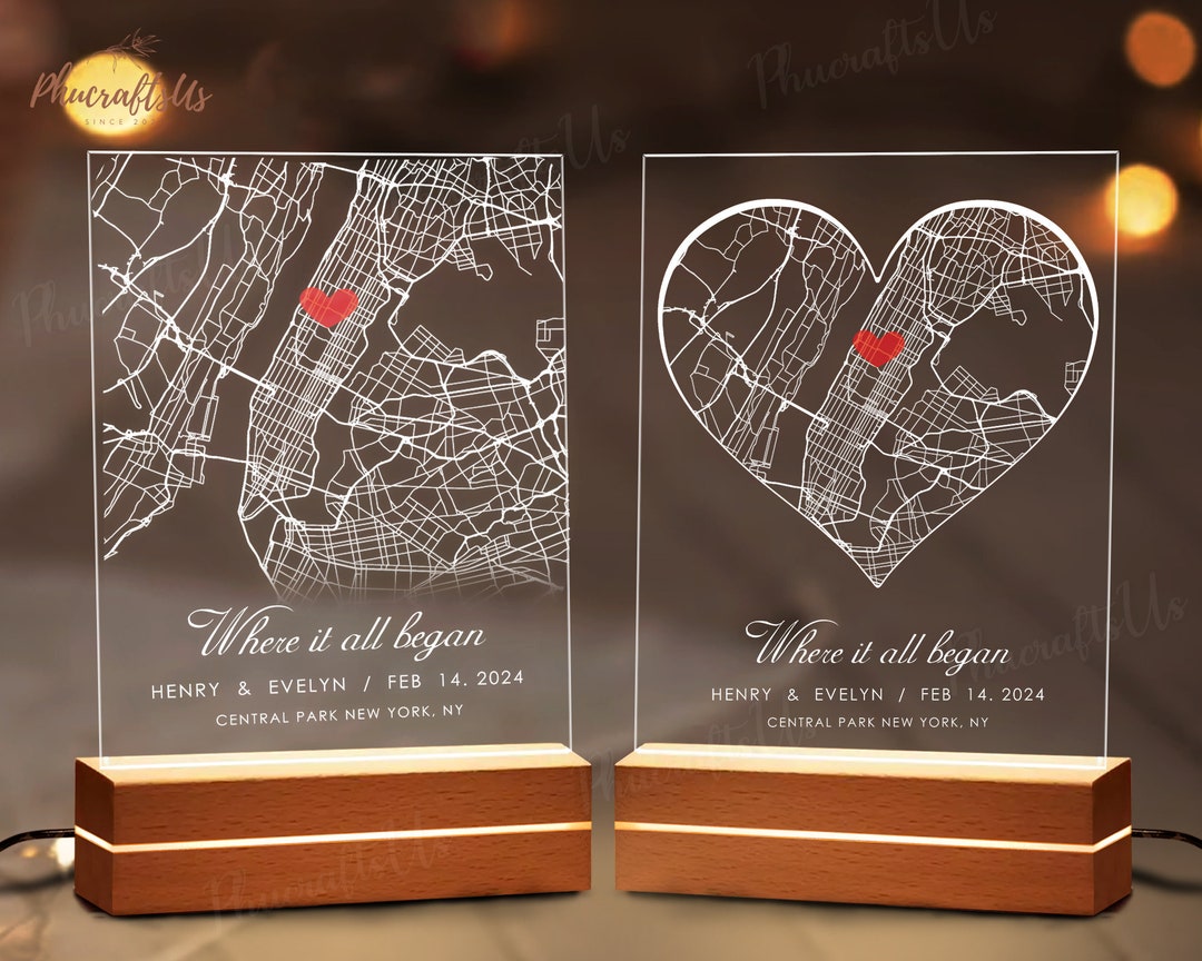 Where We Met Map Acrylic Plaque Gift With Gift Box, Where It All Began ...