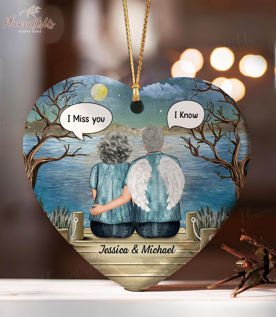 Personalized Memorial Ornament 2024, Custom Couple Memorial Ornament ...