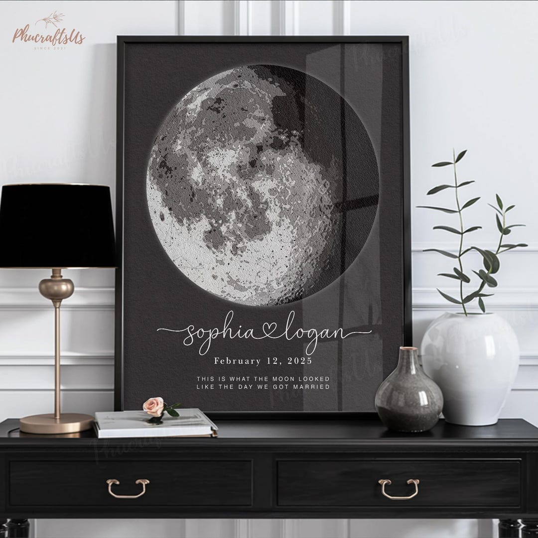 Custom Moon Phase Print by Date, This is What the Moon Looked Like the ...