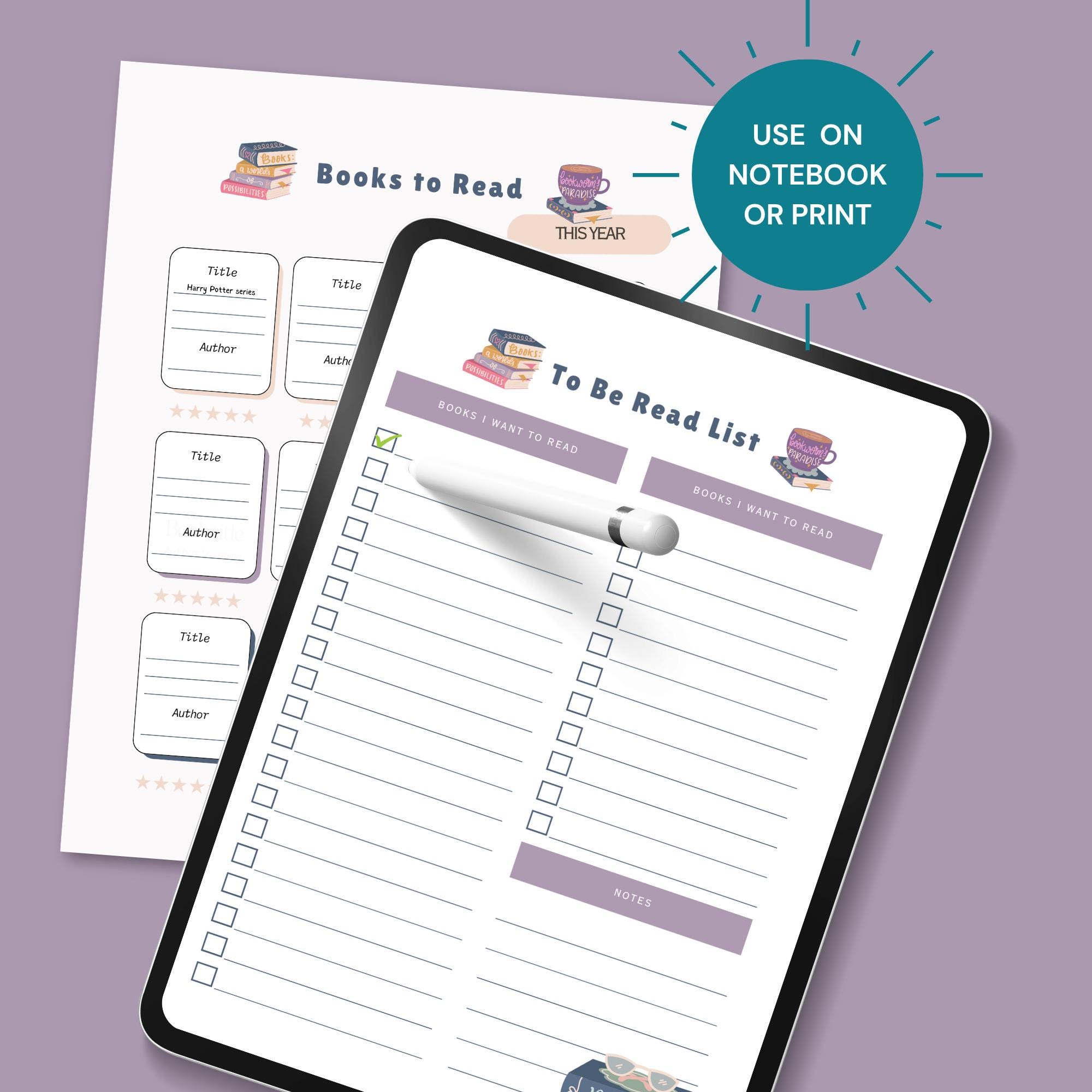 Printable to Be Read List: Editable Book Tracker Reading Log (fillable ...