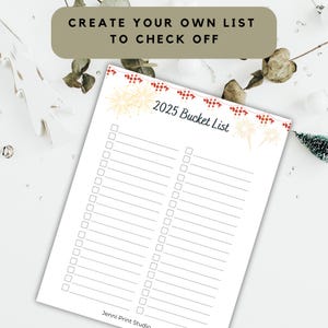 2025 New Year Bucket List, Printable or Fillable PDF Checklist, Ideas ...