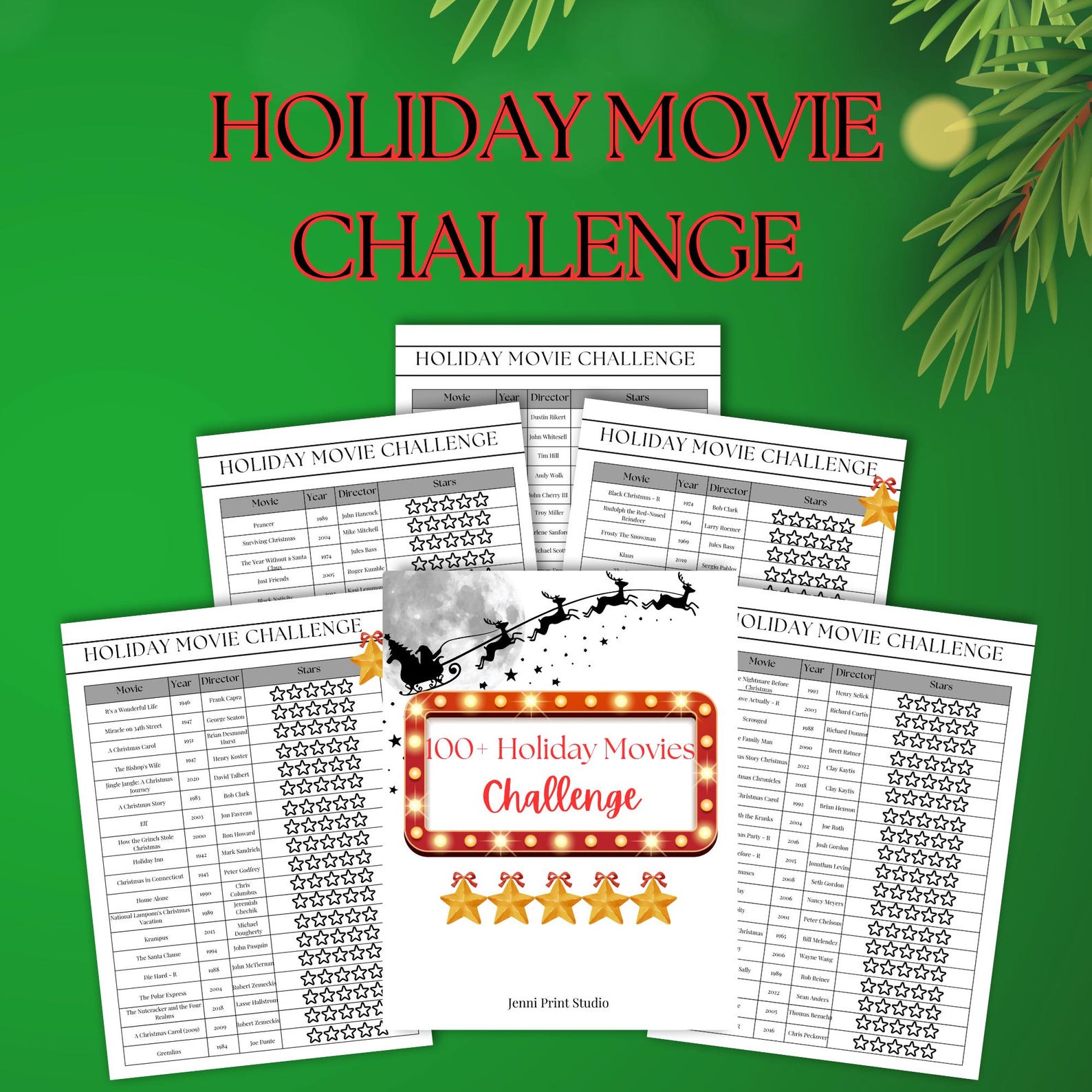 Printable Holiday Movie Challenge, Over 100 Holiday Movies to Watch ...