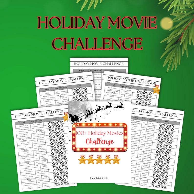 Printable Holiday Movie Challenge, Over 100 Holiday Movies to Watch ...