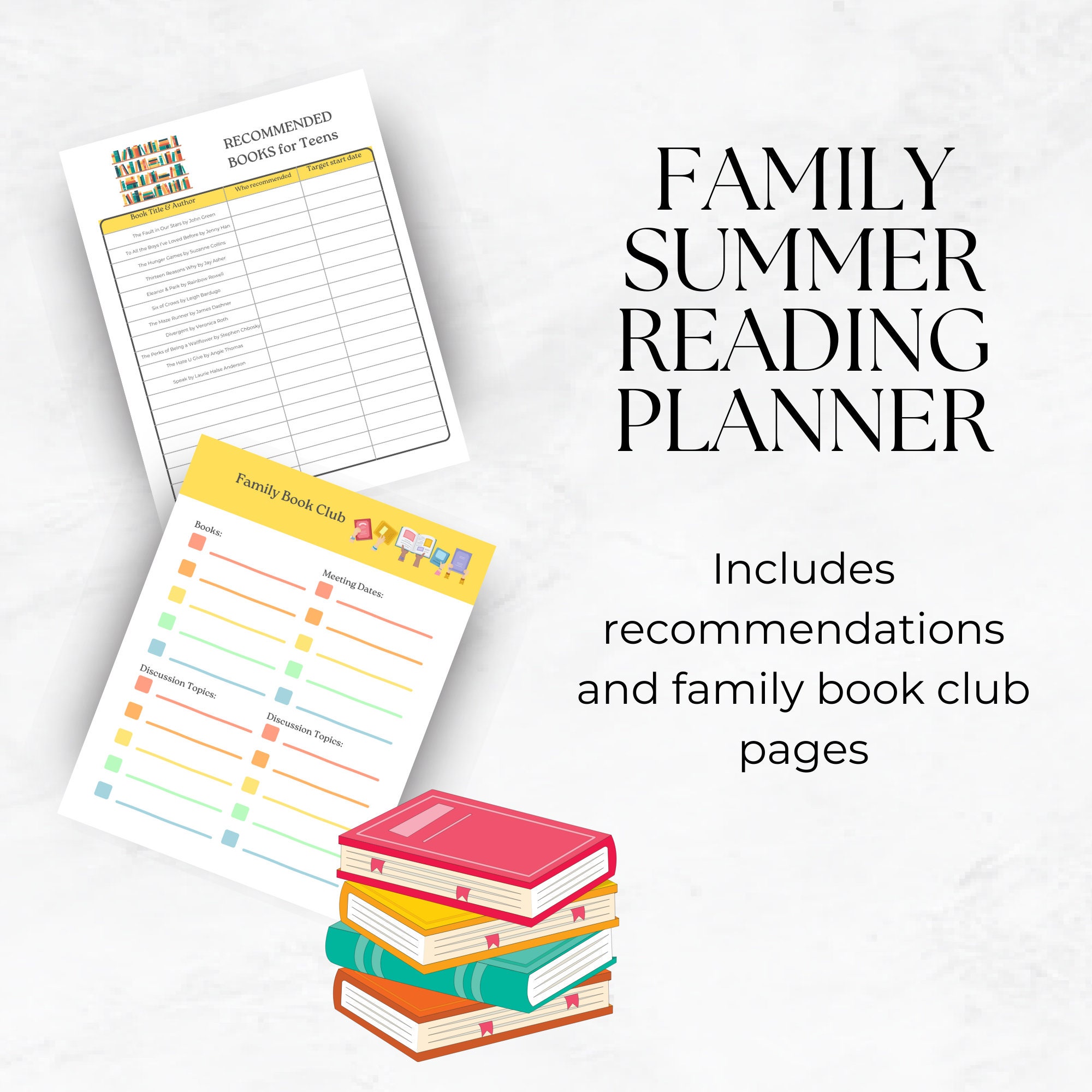 Printable Family Summer Reading Planner Book Tracker, Reading Challenge ...