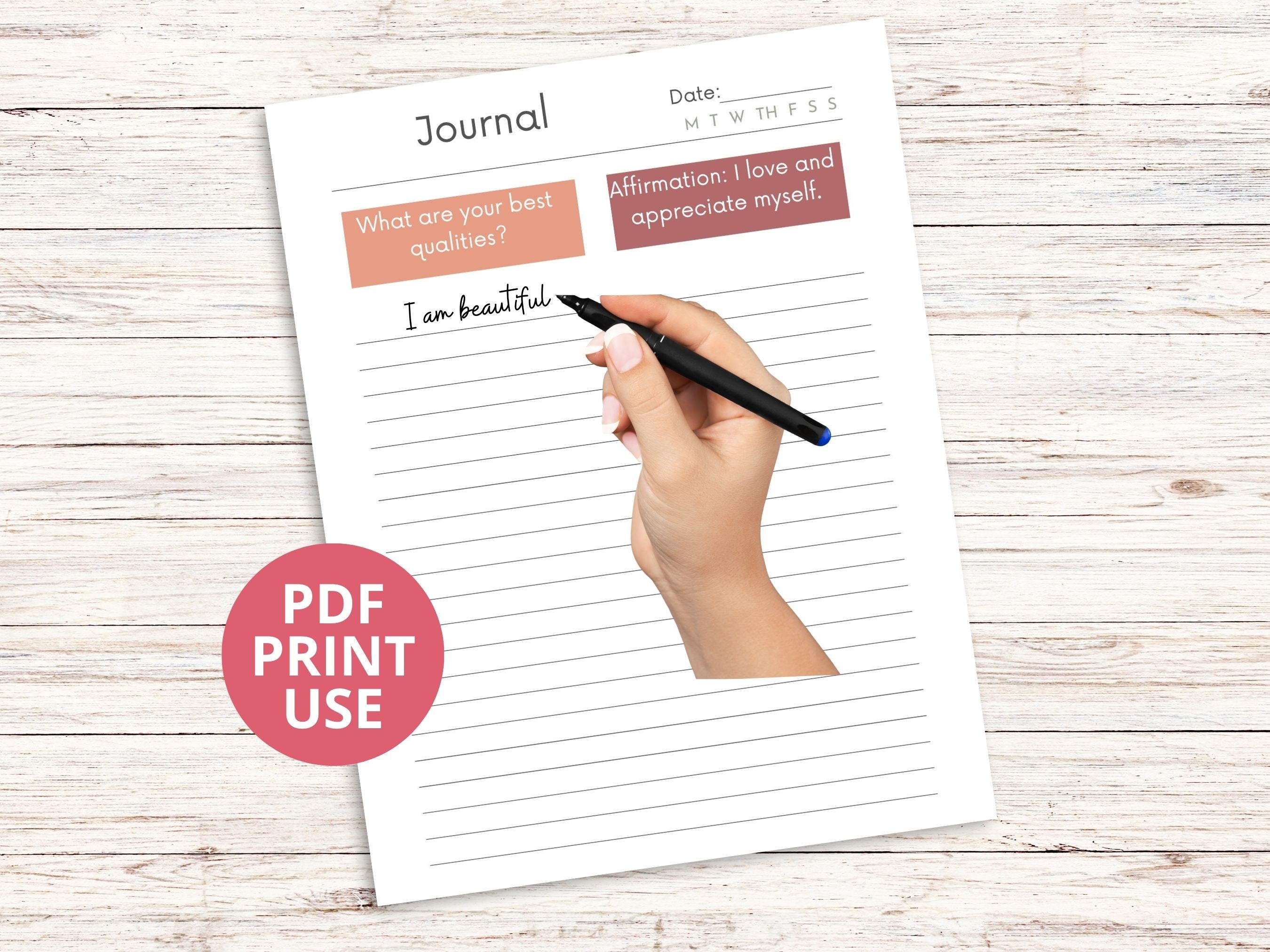 Daily Printable Journal and Workbook With Prompts and Affirmations - Etsy